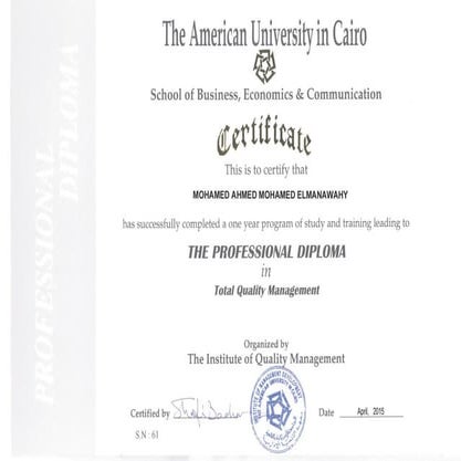Auc total quality management 2015 | PDF