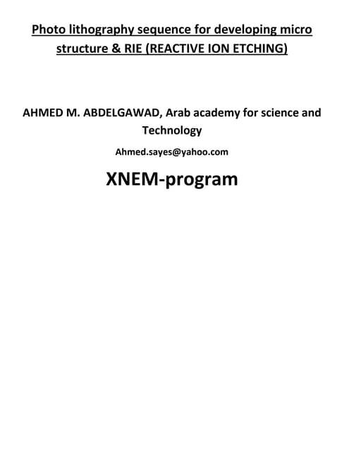 Photolithography | PPTX | Photo Editing Software | Computer Software and Applications