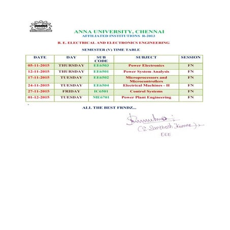 Auc sem(5) time table | PDF
