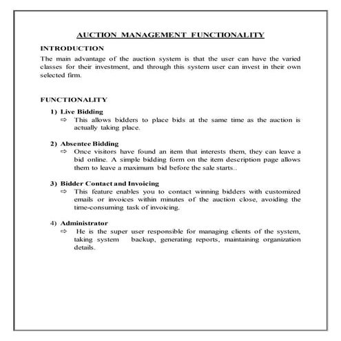 Auction management module | DOCX