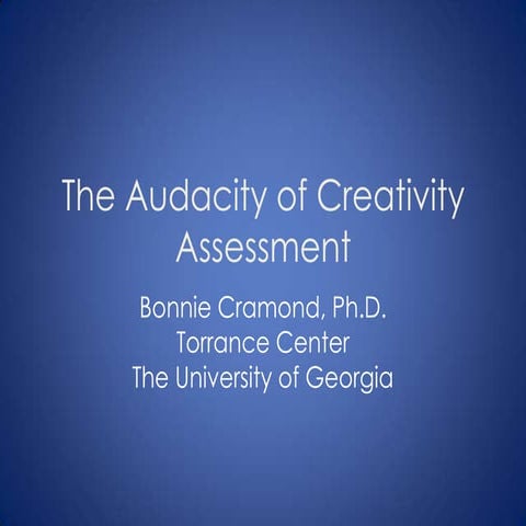 Audacity of creativity assessment | PPTX