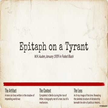 Anatomy of the Tyrant: Auden and the Language of Power | PDF