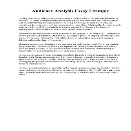 Audience Analysis Essay Example. Malone University | PDF