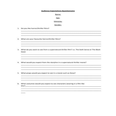 Audience expectations questionnaire | DOCX