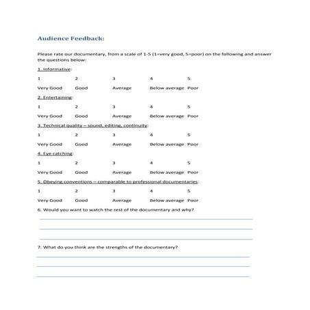 Audience feedback questionnaire | PDF