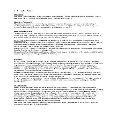 Audience feedback | DOCX