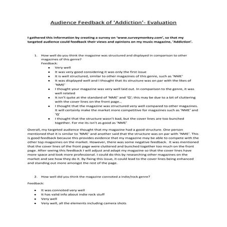 Audience feedback -evaluation | PDF