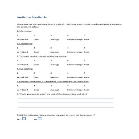 Audience feedback group | DOCX | Documentary | Genres