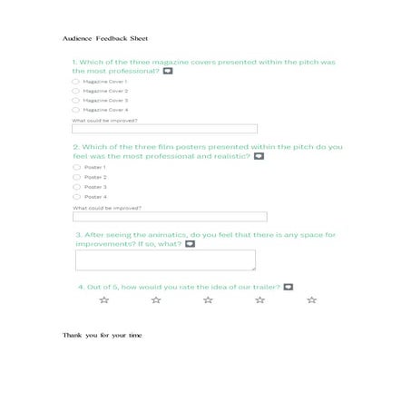 Audience feedback sheet | DOCX
