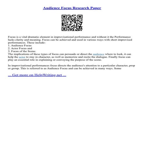 Audience Focus Research Paper | PDF