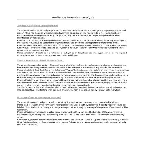 Audience interview analysis. | DOCX