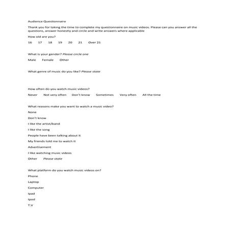 Audience questionnaire | DOCX