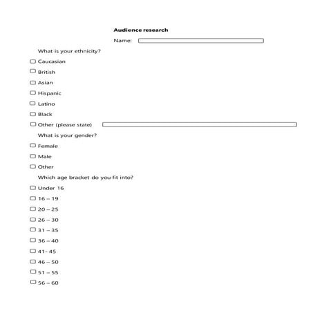 Audience research - Questionaire | DOCX