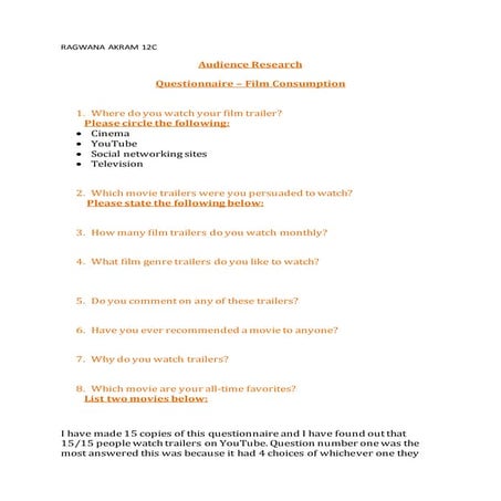Questionnaire Film Consumption - 4018 | DOCX