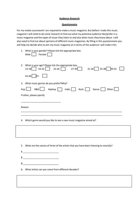 Media Questionnaire | PDF