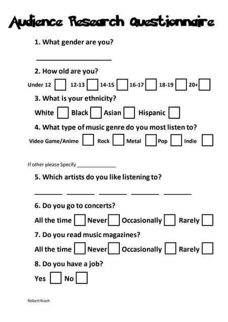My Questionnaire | DOCX
