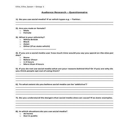 Audience research – questionnaire 2 | DOCX | Social Networking | Internet