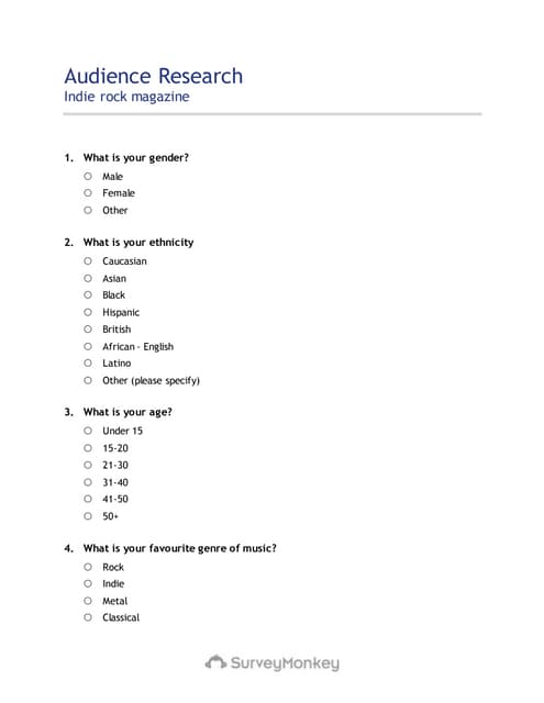 Audience research - Questionaire | DOCX