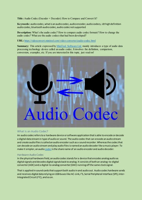 Audio Codecs | DOCX