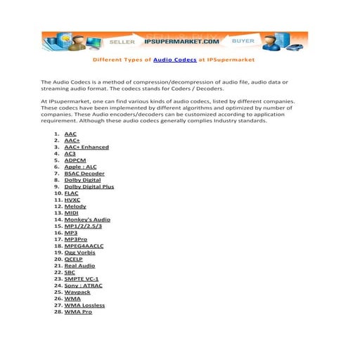 Audio Codecs | DOCX