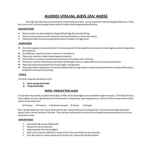 Audio-visual aids - classification, selection, use and production