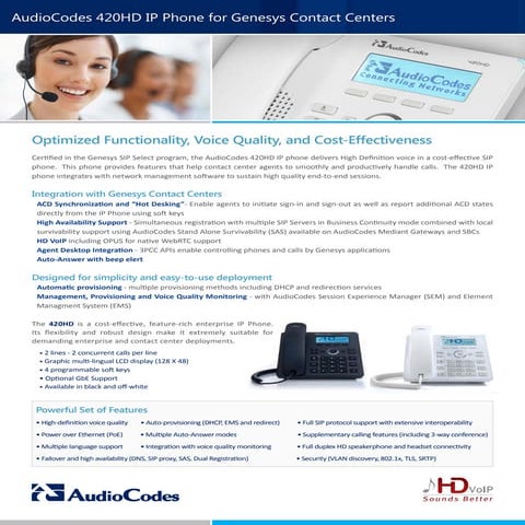 Audio codes ip phone for genesys contact center | PDF | Digital Audio | Computer Software and ...