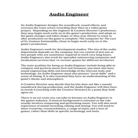 Audio engineer | PDF