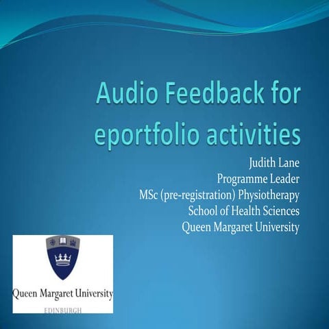 Audio feedback for eportfolio activities | PPTX