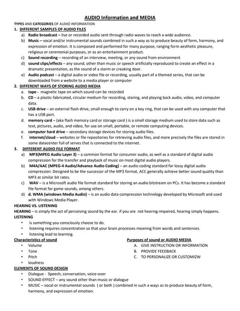 Audio Information and Media | PPTX