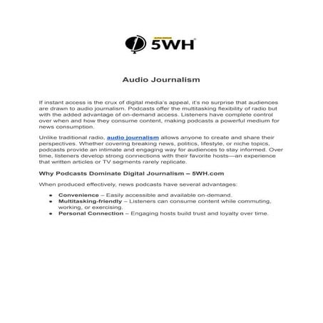 The Power of Audio Journalism in the Digital Age – 5WH.com