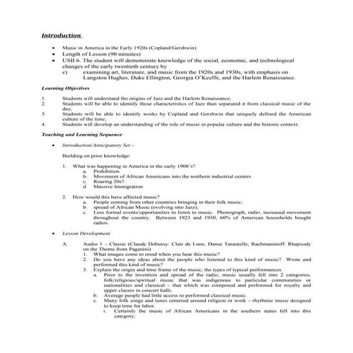 Audio lesson plan jazz | PDF