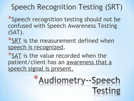 Speech audiometry & masking | PPTX