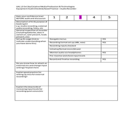 Audio recorder audit form blank(1) | DOCX