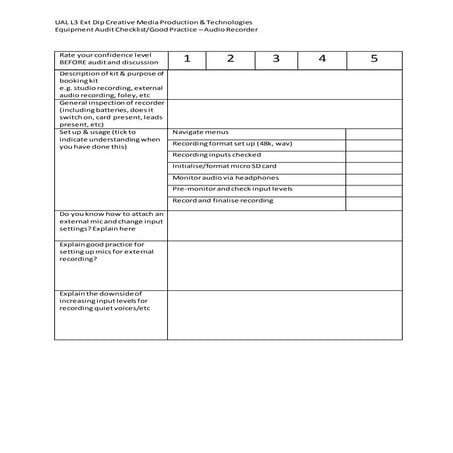 Audio recorder audit form blank(1) | DOCX