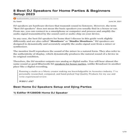 8 Best DJ Speakers for Home Parties amp Beginners Setup 2023 | PDF | Dance and Electronic Music ...