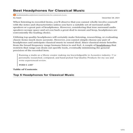 Best Headphones for Classical Music | PDF