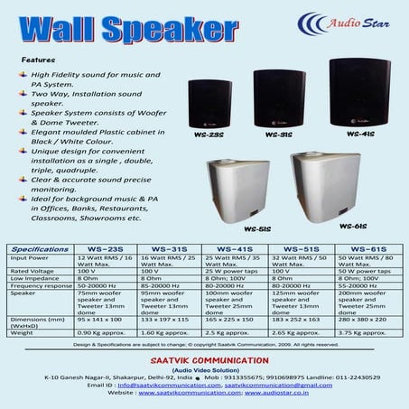 Audio star wall speaker | PDF