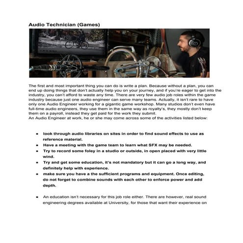 Audio Technician | PDF