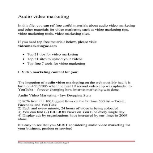 Bin95 you tube-video-marketing | PDF