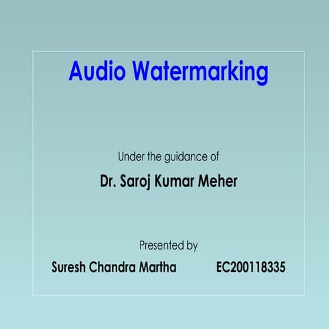 Audio Watermarking and Steganography