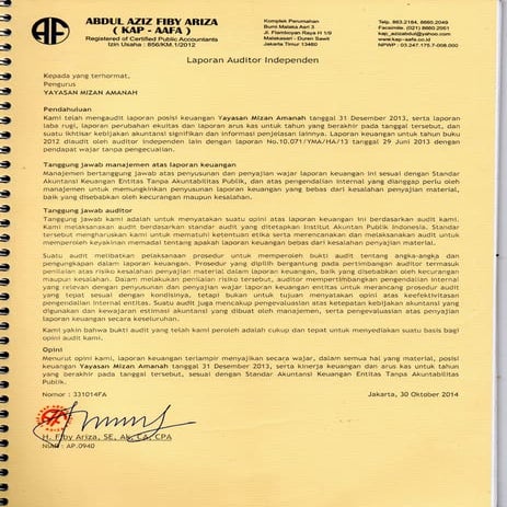 Laporan Audit KAP Mizan Amanah Tahun 2013 | PDF