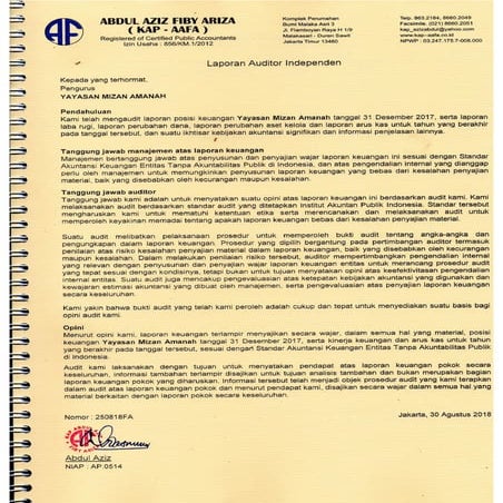 Laporan Audit KAP Mizan Amanah Tahun 2017 | PDF
