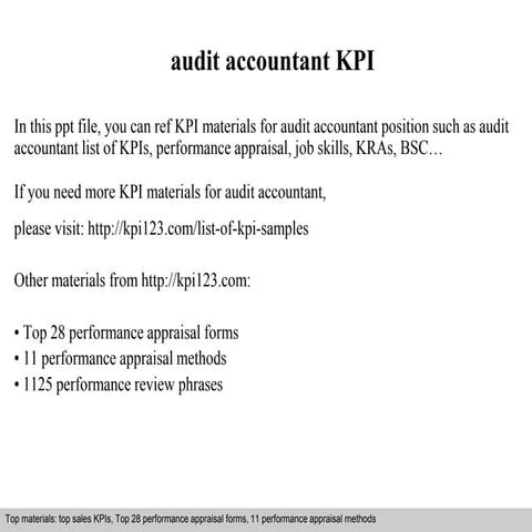 Assistant accountant kpi | PPT