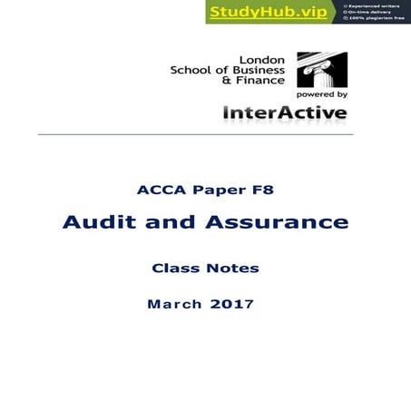 Audit And Assurance Class Notes | PDF
