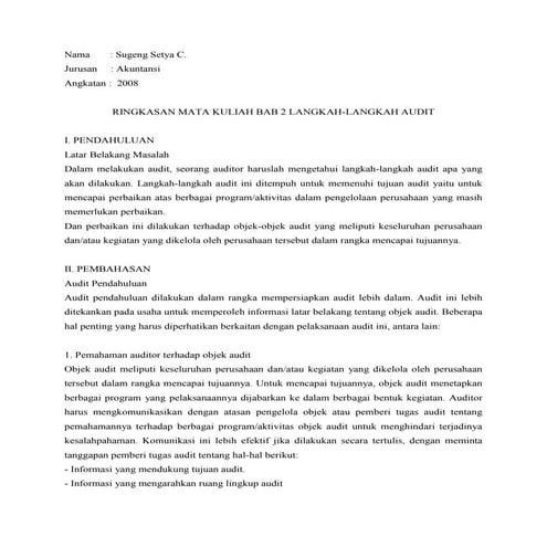 Audit bab 2 langkah langkah audit | PDF