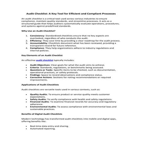 Simplify Your Audits with the Ultimate Checklist | PDF