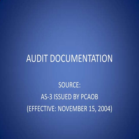 Audit Documentation Presentation | PPTX