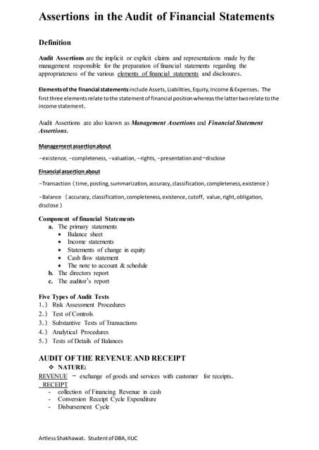 Substantive Procedures - AUDITING STUDY NOTES | PDF