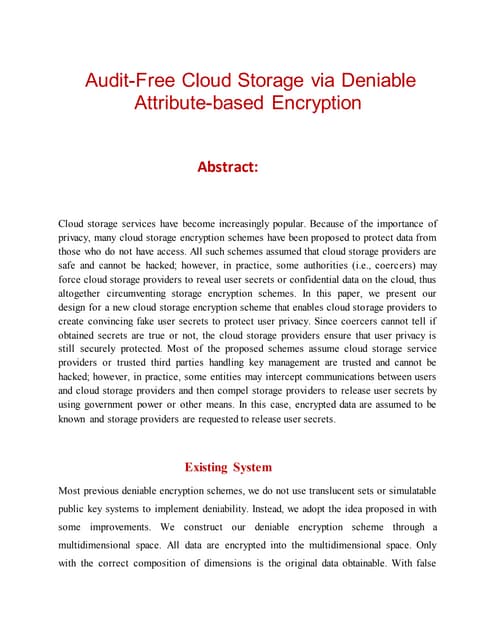 Attribute Based Data Sharing Scheme Revisited In Cloud Computing Bulk Ieee Projects