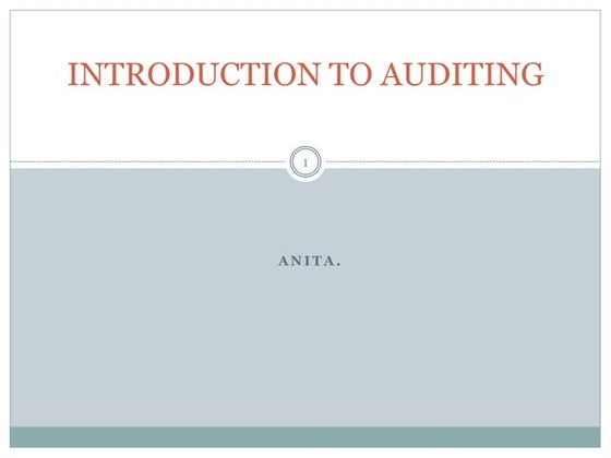 Auditing (Introduction to Auditing) | PPT